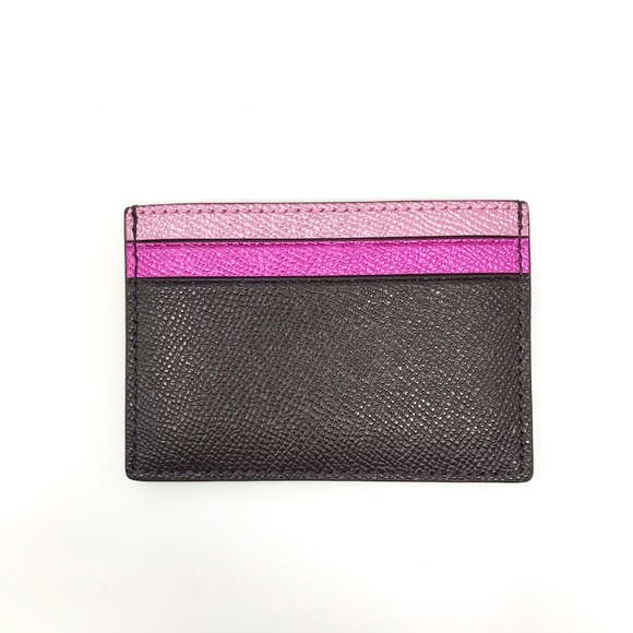 Coach | Accessories | Coach Flat Card Case Pink Metallic Heart Nwt ...